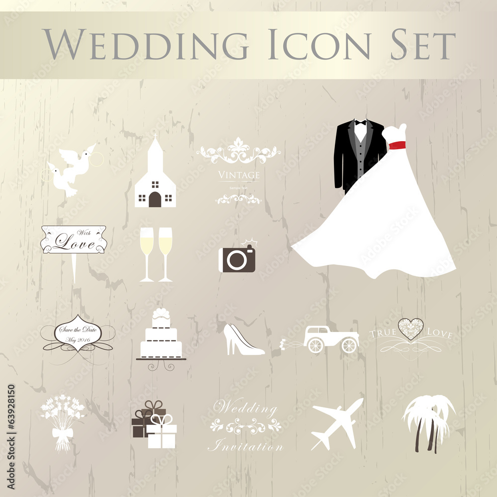 Wedding icons set. Stock Vector | Adobe Stock