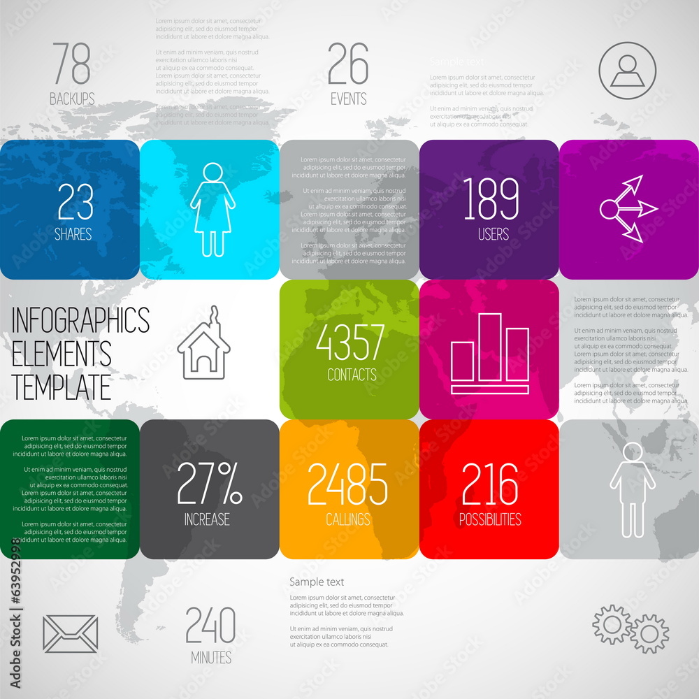 Infographic squares background design illustration, steps templa Stock ...