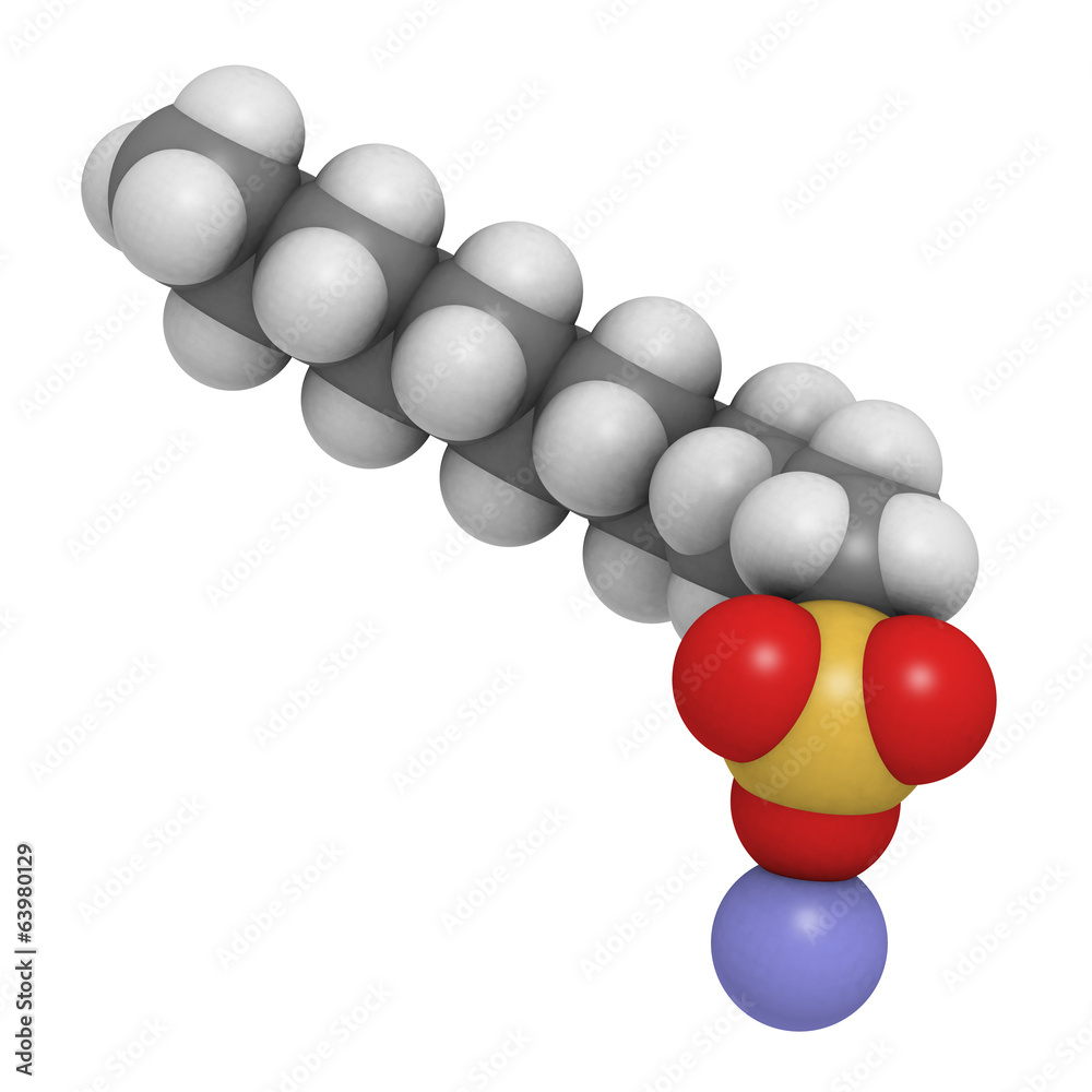 Sodium dodecyl sulfate (SDS) detergent molecule. Stock Illustration ...