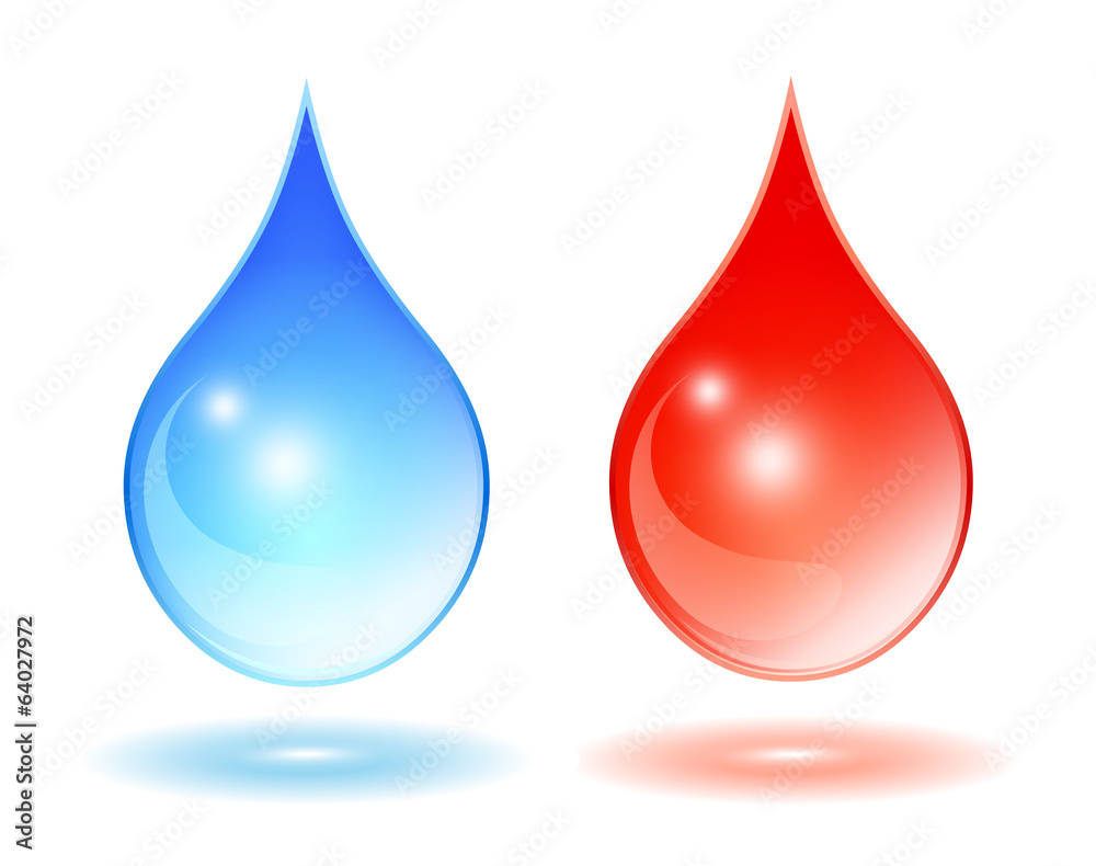 Water drops, hot and cold water symbols Stock Vector | Adobe Stock