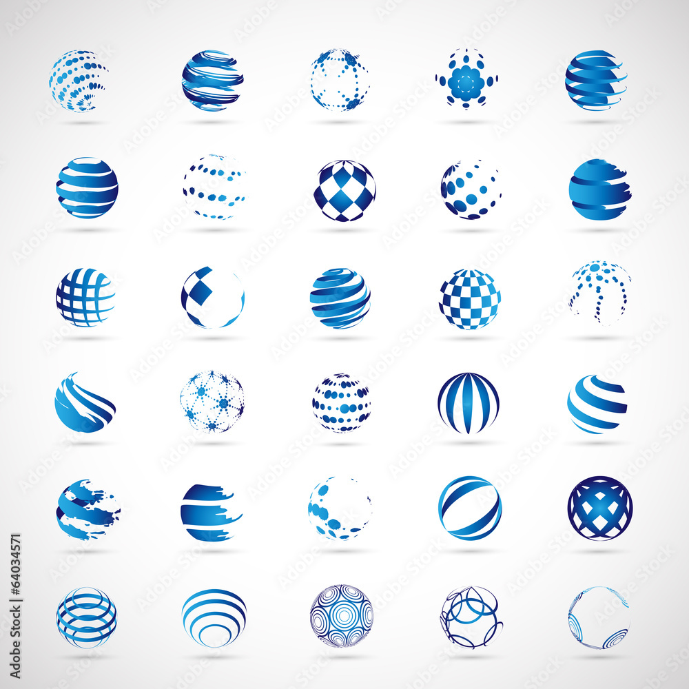 Sphere Icons Set - Isolated On Gray Background Stock Vector | Adobe Stock