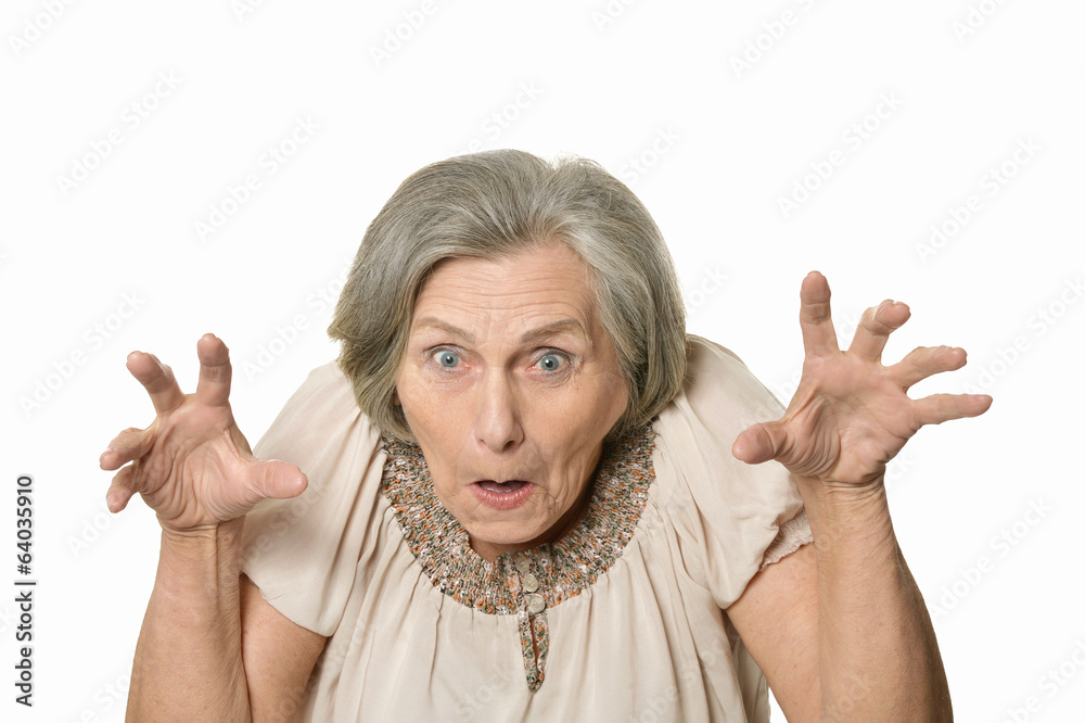Angry elderly woman Stock Photo | Adobe Stock