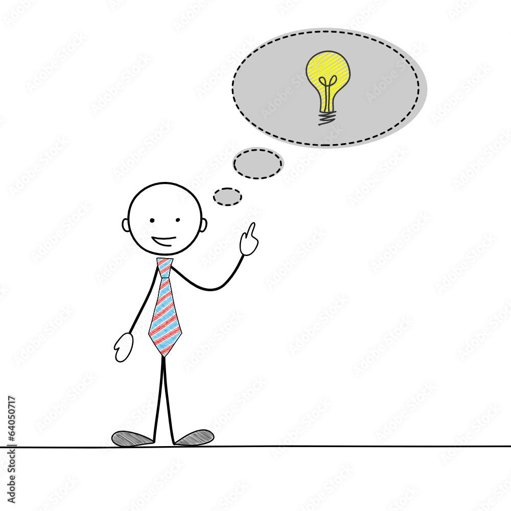 STICKMAN HAS A BRIGHT IDEA (brainstorming innovation creativity) Stock ...
