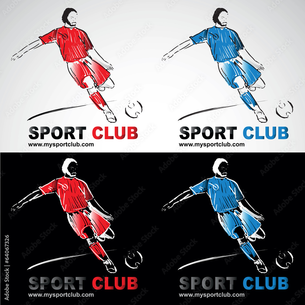 football footballeur socker joueur de foot club logo sport Stock Vector ...