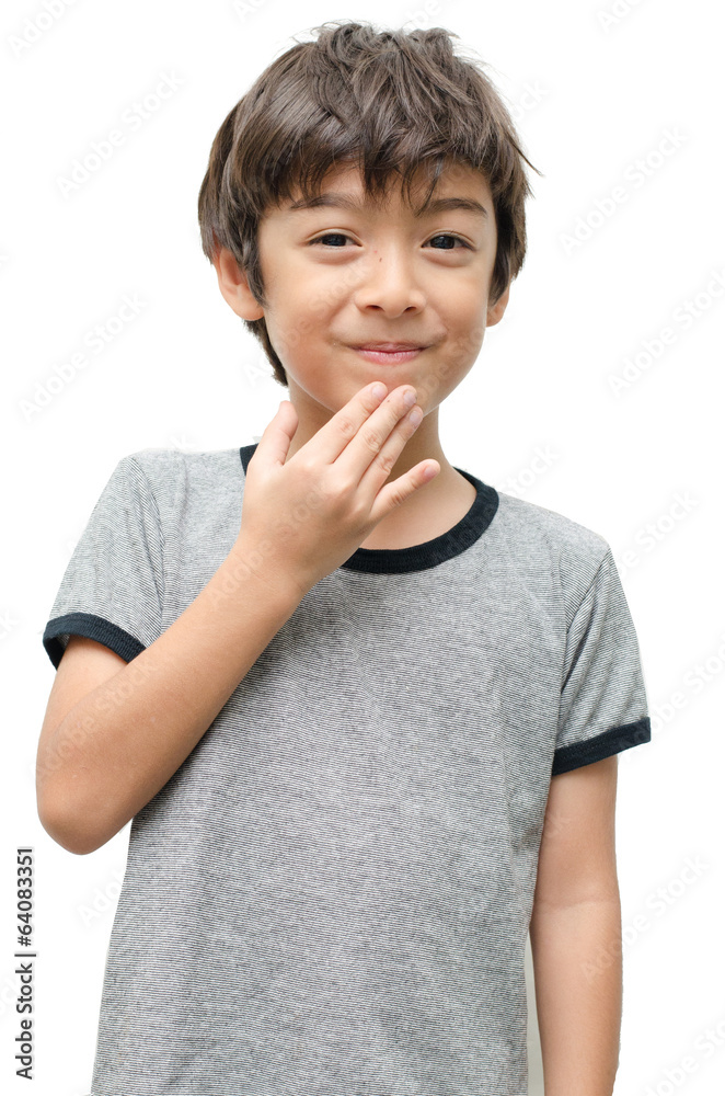 Thank you kid hand sign language on white background Stock-Foto | Adobe ...
