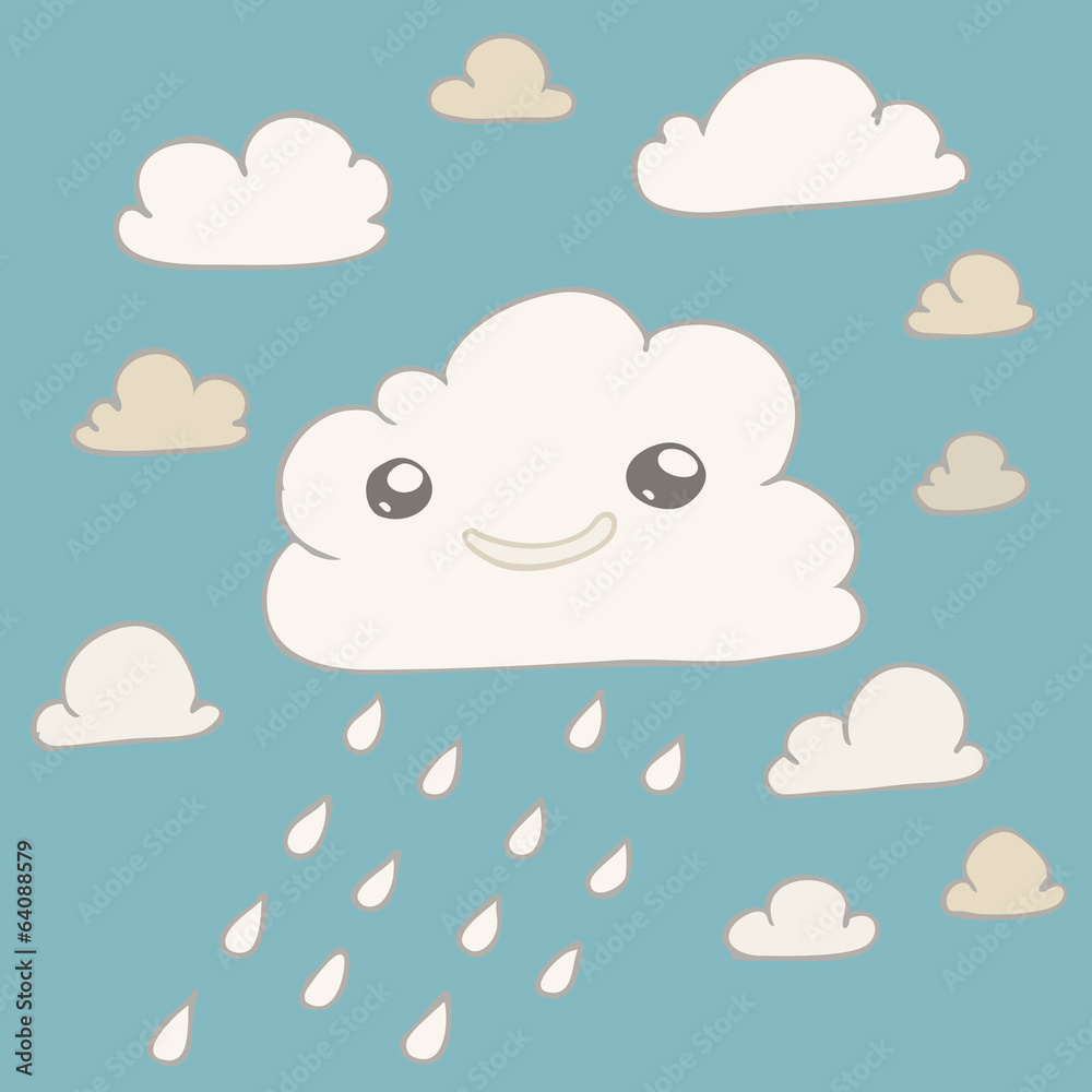 cute raincloud, cloud, vector illustration, hand drawn Stock Vector ...