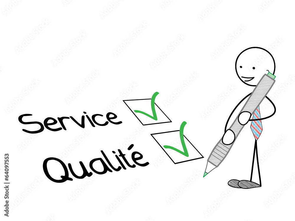 Vecteur Stock Bonhomme Cochant "SERVICE" et "QUALITE" (satisfaction ...