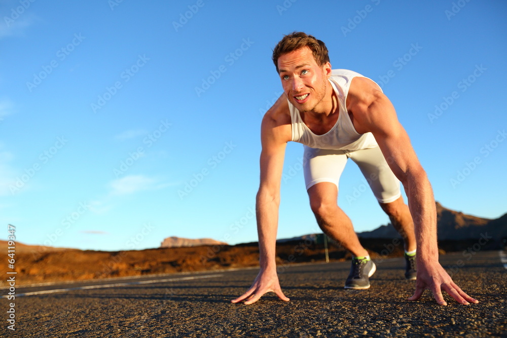 Sprinter starting sprint - man running Stock Photo | Adobe Stock