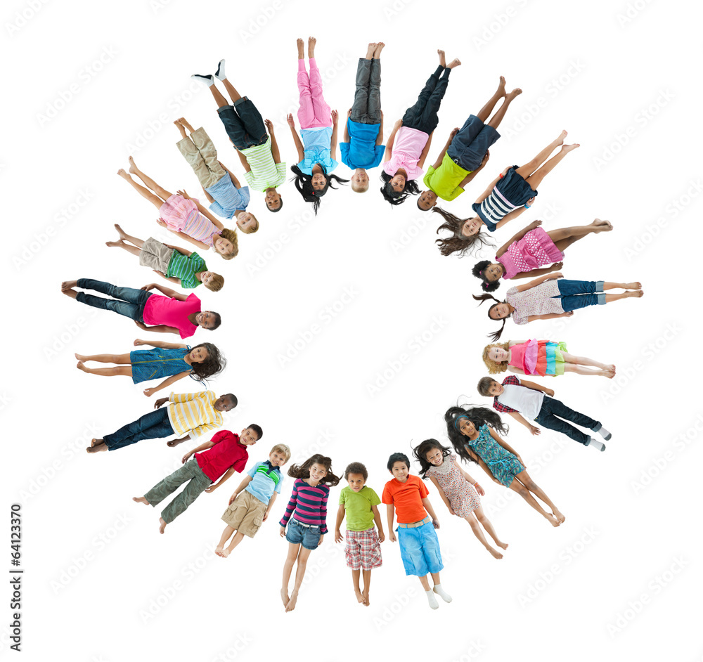 Multiethnic Children Lying Down Forming a Circle Stock Photo | Adobe Stock