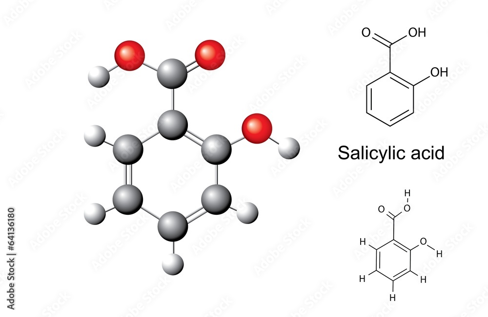Structural chemical formulas and model of salicylic acid Stock Vector ...