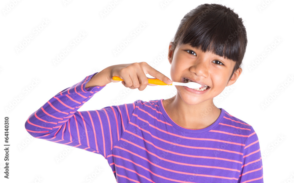 Young Girl With Toothbrush Stock Photo | Adobe Stock