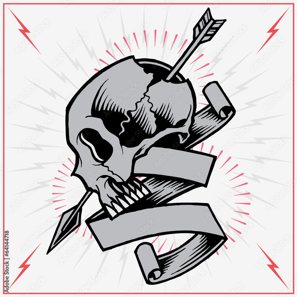 Skull arrow and ribbon vector Stock Vector | Adobe Stock