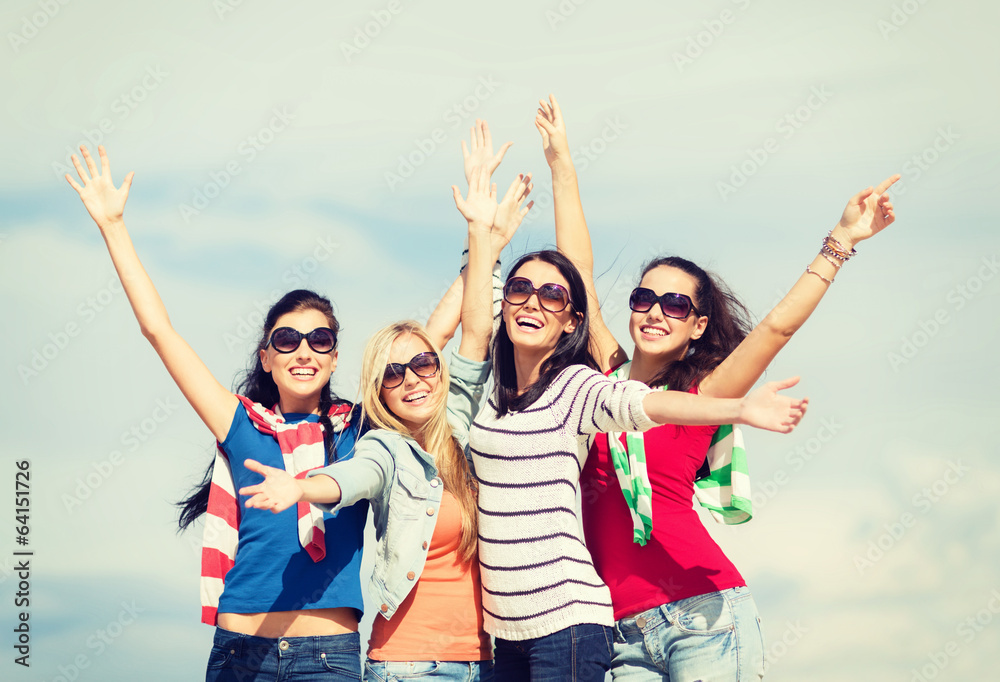beautiful teenage girls or young women having fun Stock Photo | Adobe Stock