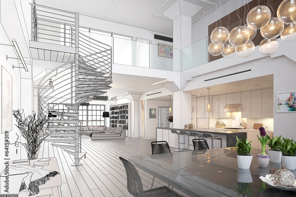 City Loft (draw) Stock-Illustration | Adobe Stock