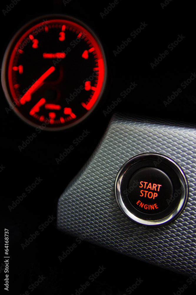 Start Stop engine button in sport car Stock-Foto | Adobe Stock