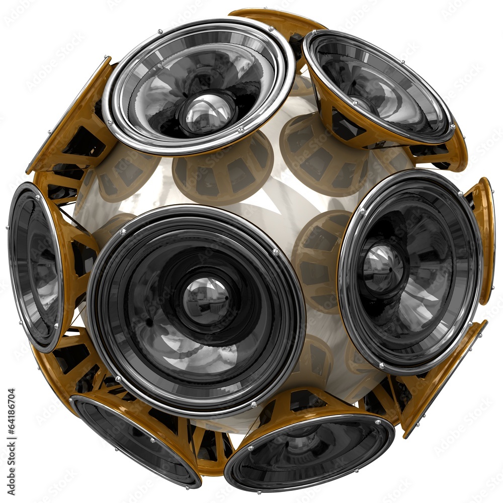 Audio speakers sphere isolated on white Stock Illustration | Adobe Stock