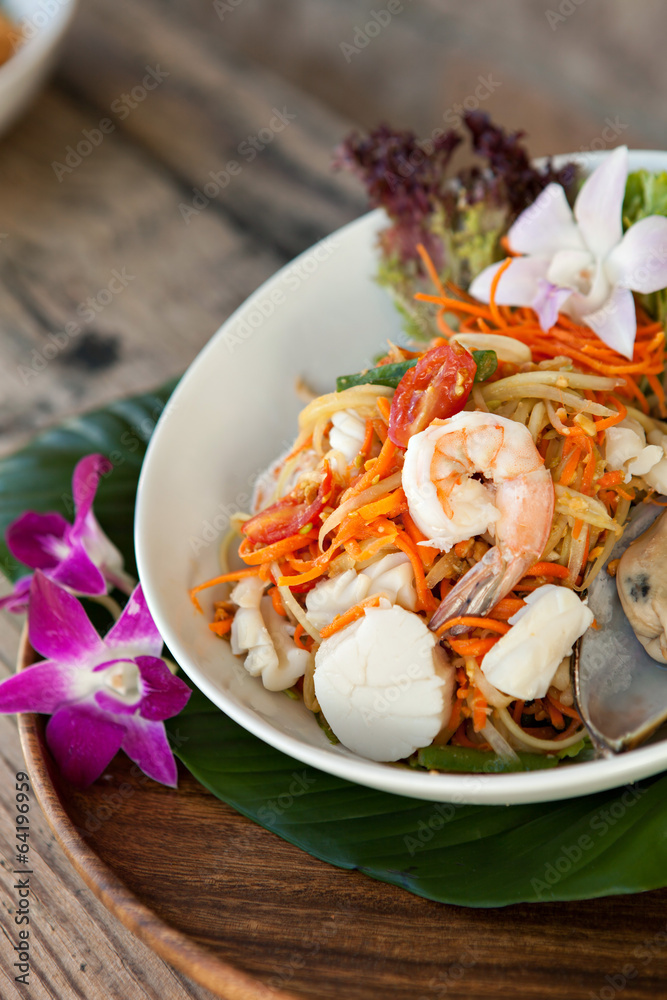 Thai Seafood Som Tum Salad Stock Photo | Adobe Stock