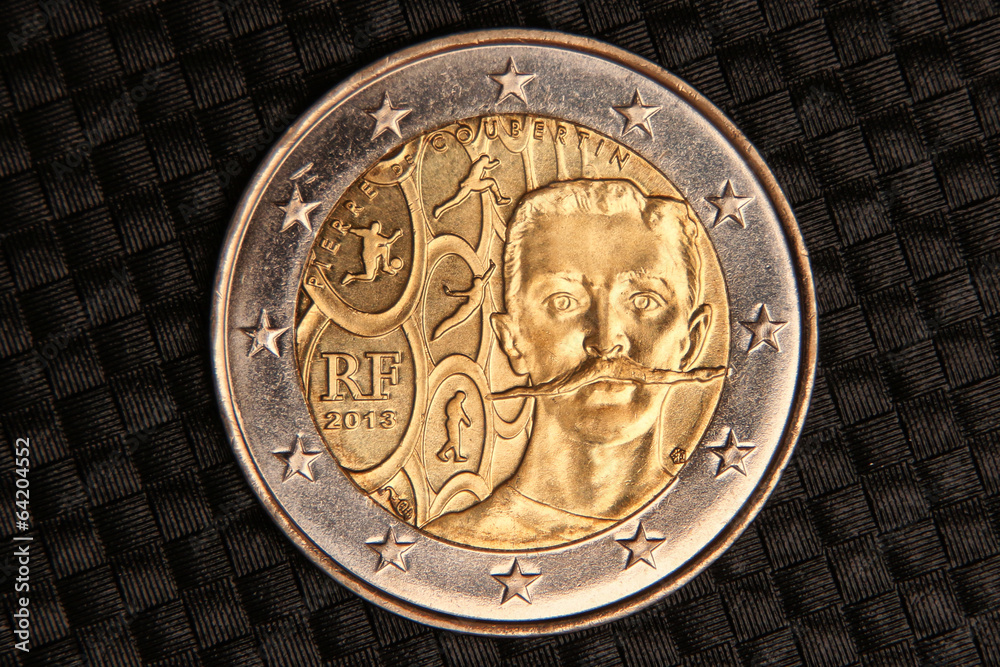 2 euro pierre de coubertin Stock Photo | Adobe Stock