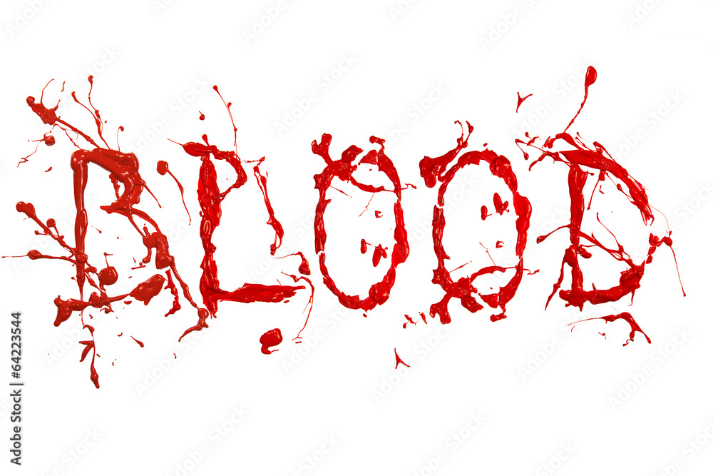 Red paint splash painted word blood Stock Photo | Adobe Stock