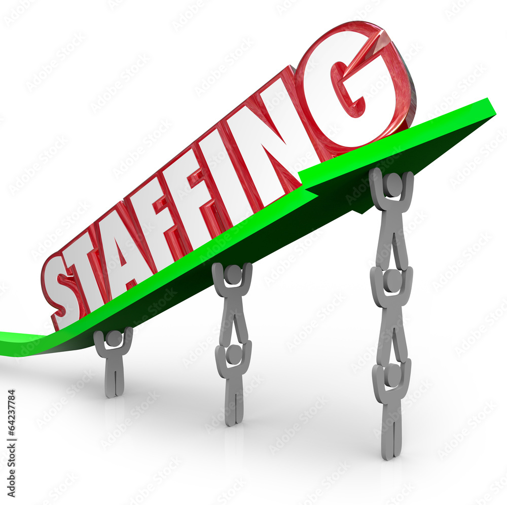 Staffing Word Arrow Lifted by Employees Workers Hires Stock ...