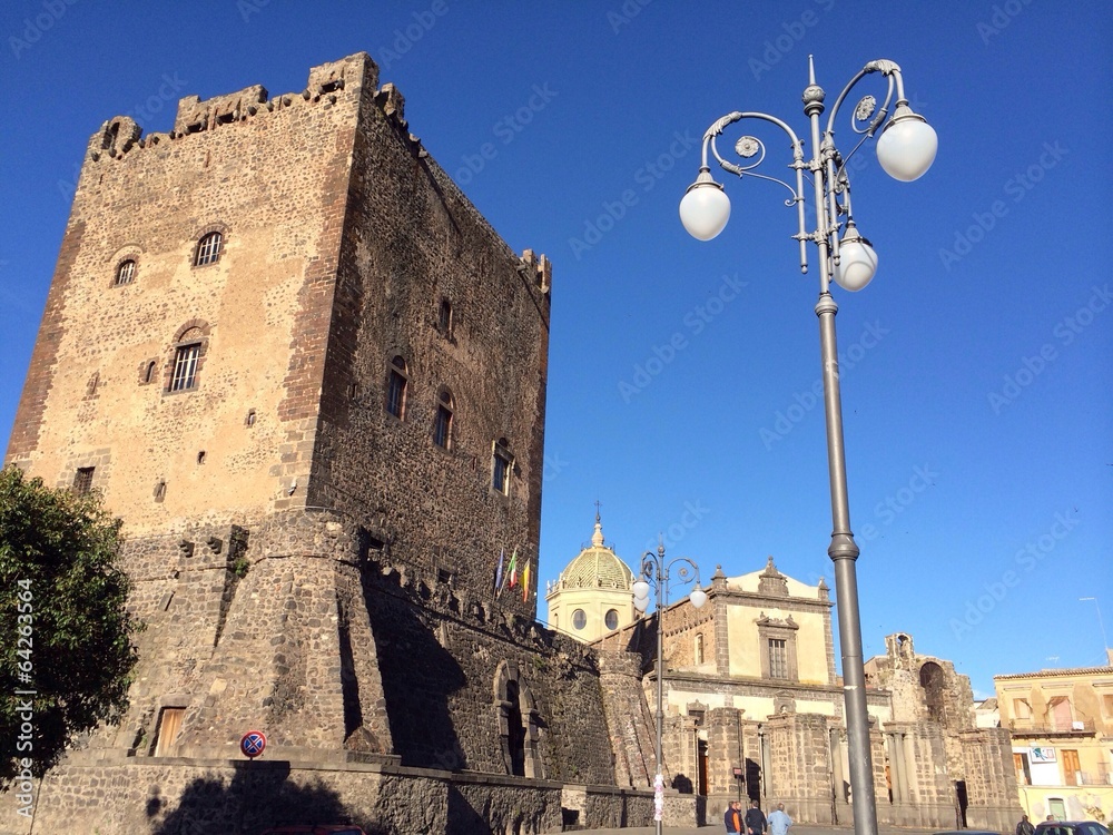 Symbol of Adrano,Norman castle, Sicily Stock Photo | Adobe Stock