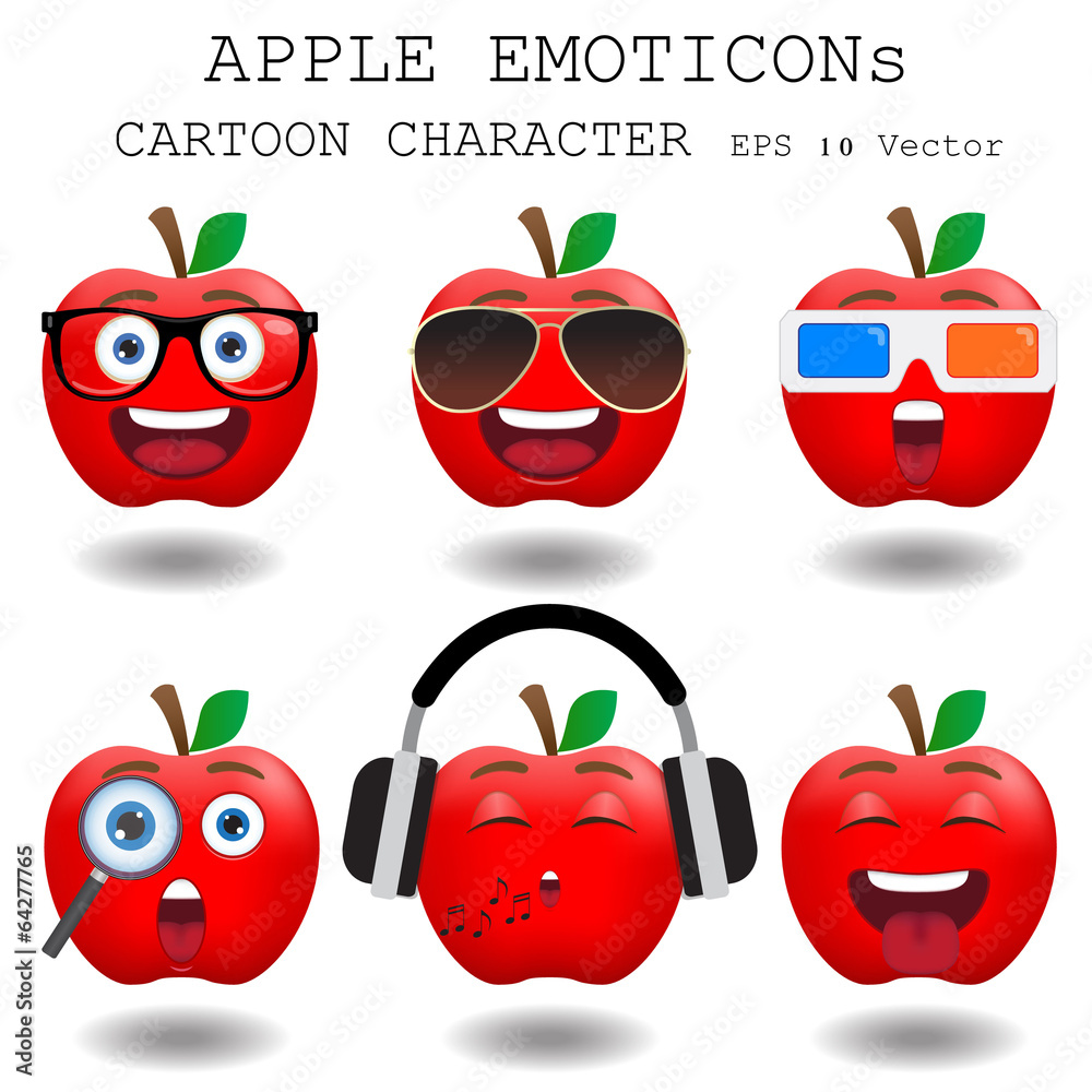 Apple emoticon cartoon character eps 10 vector Stock Vector | Adobe Stock
