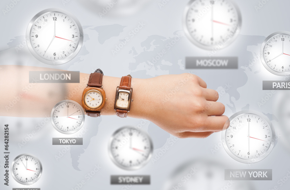 Clocks and time zones over the world concept Stock Photo | Adobe Stock