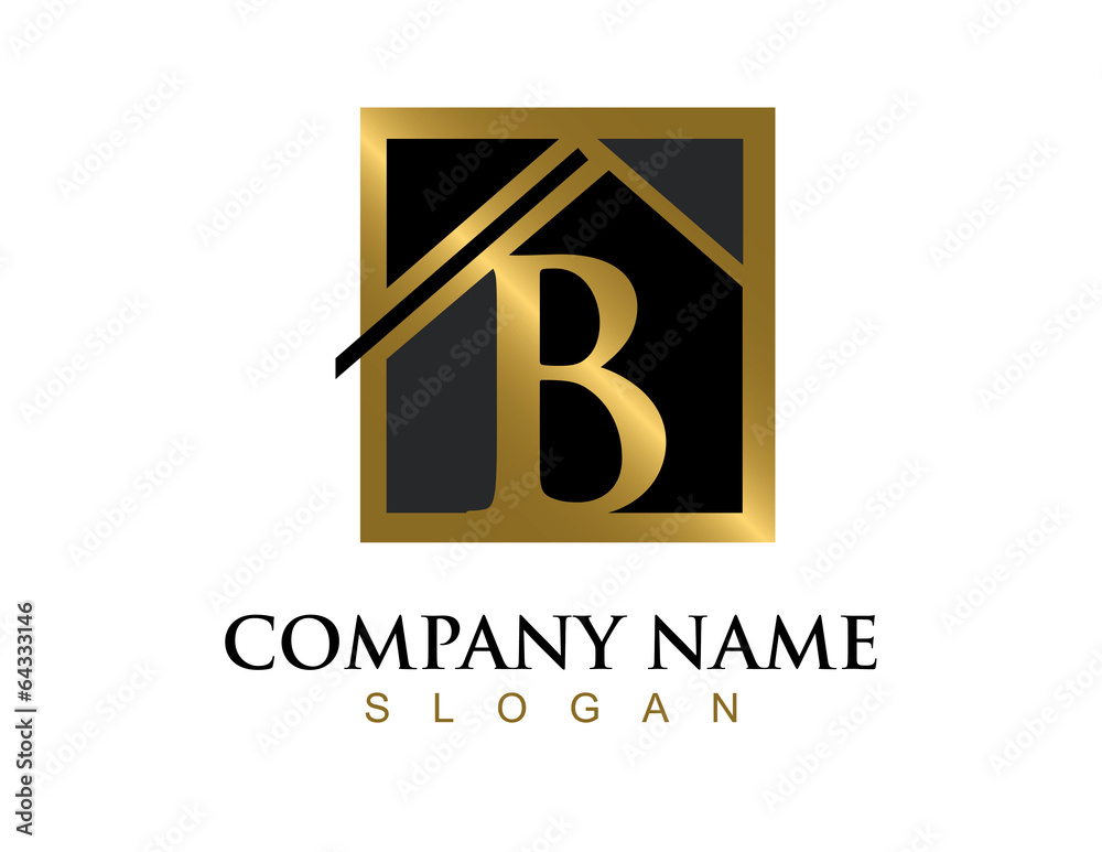Gold letter B house logo Stock Vector | Adobe Stock