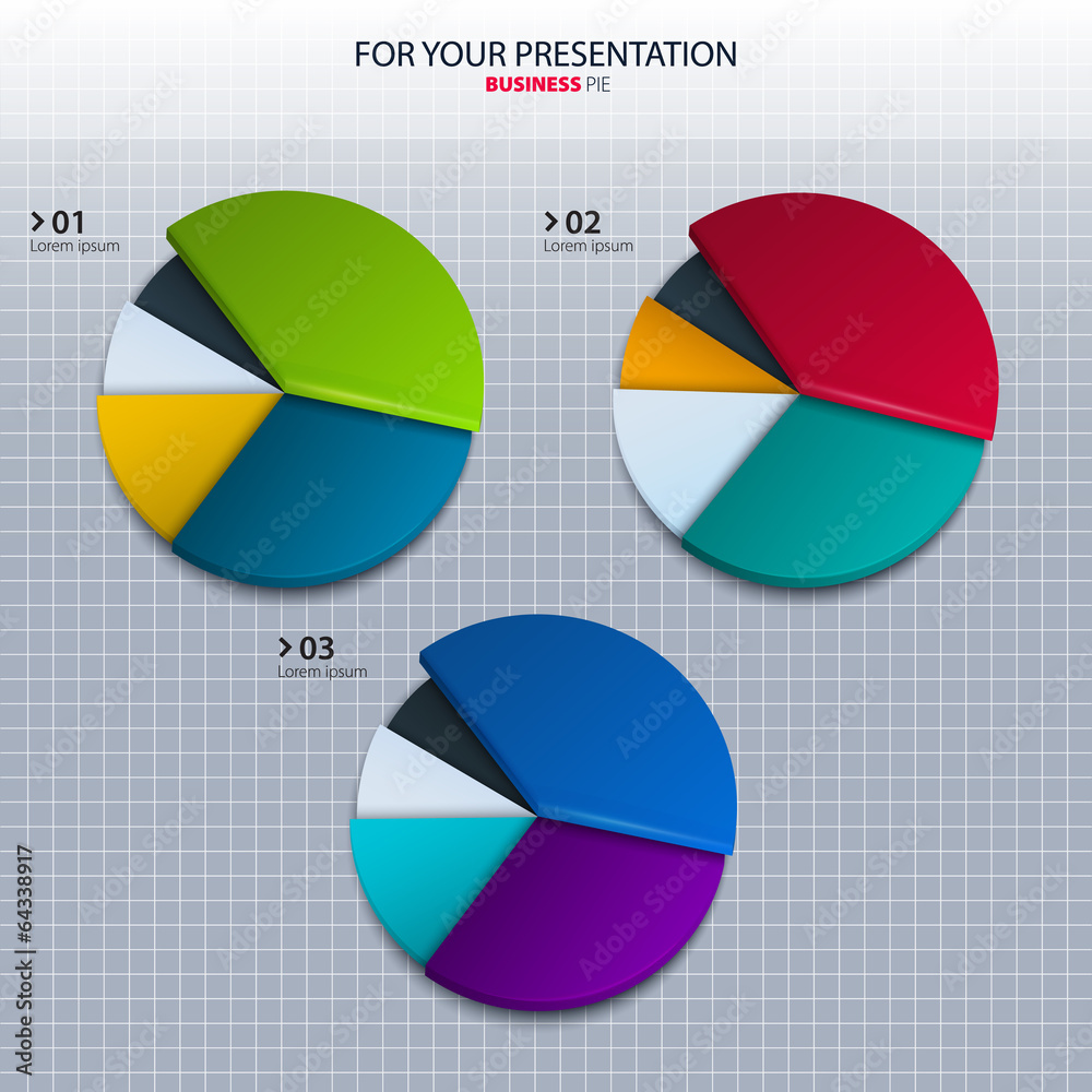 Vector set of colorful pie charts - for your presentation. Stock Vector ...