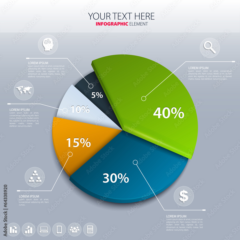 Vector pie chart - business statistics. Stock Vector | Adobe Stock