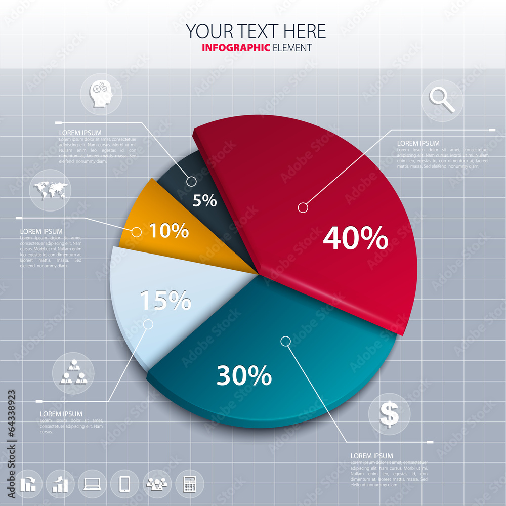 Vector pie chart - business statistics. Stock Vector | Adobe Stock