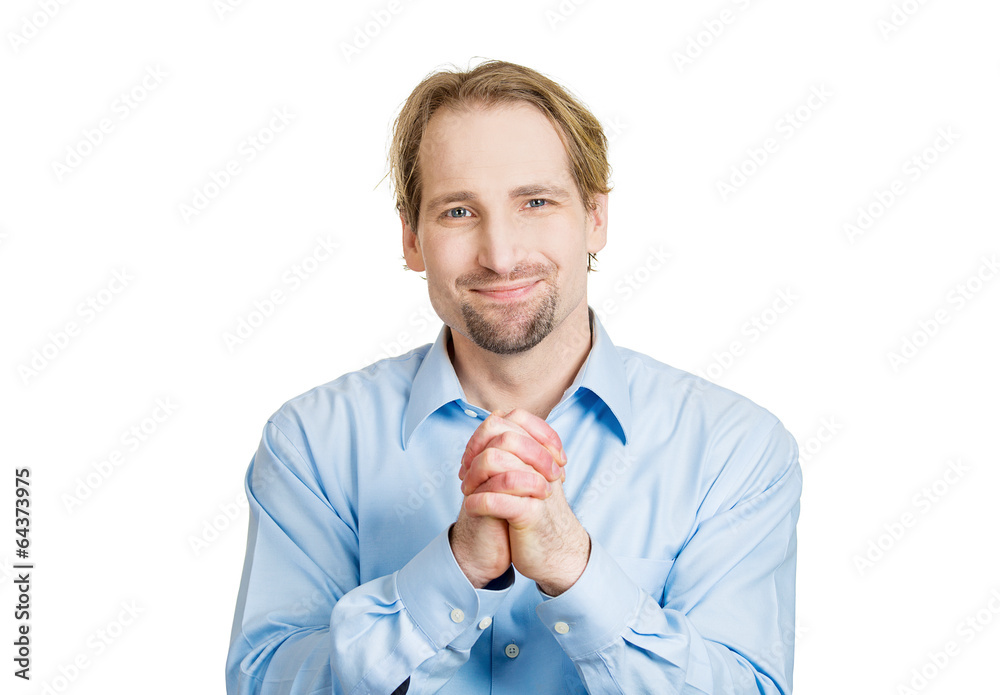 Thank you. Man appreciates help he received, white background Stock ...