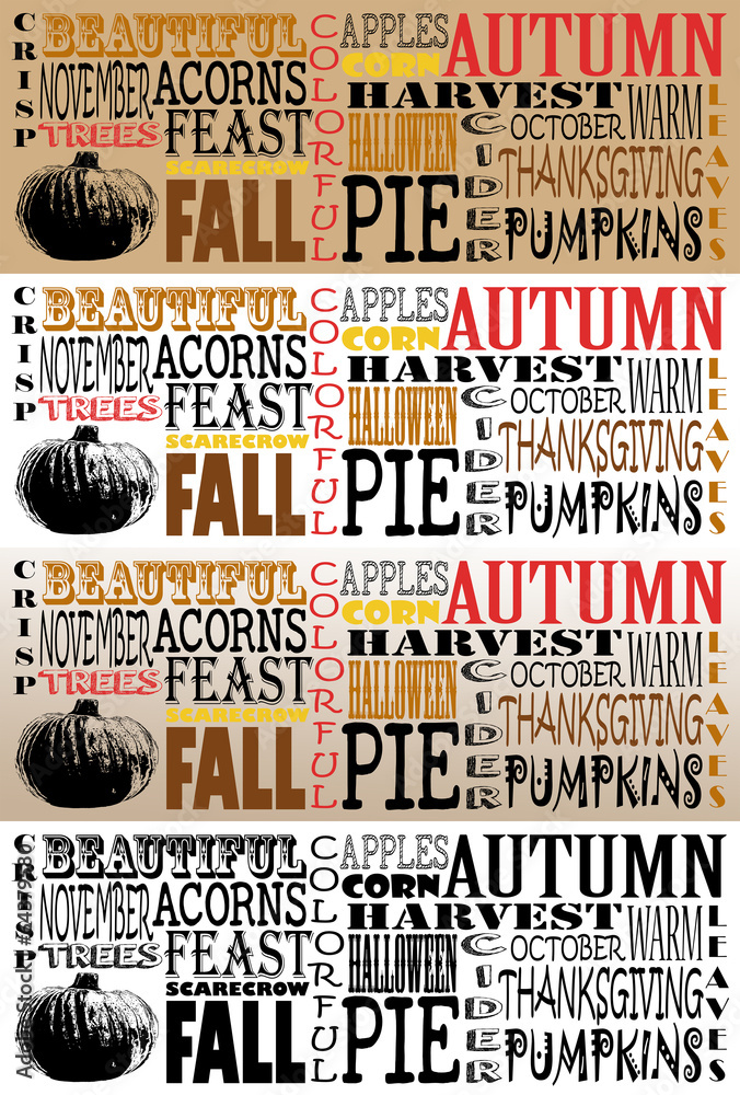 Autumn Word Art Collection-Facebook Timelines - Set of 4 Stock Photo ...
