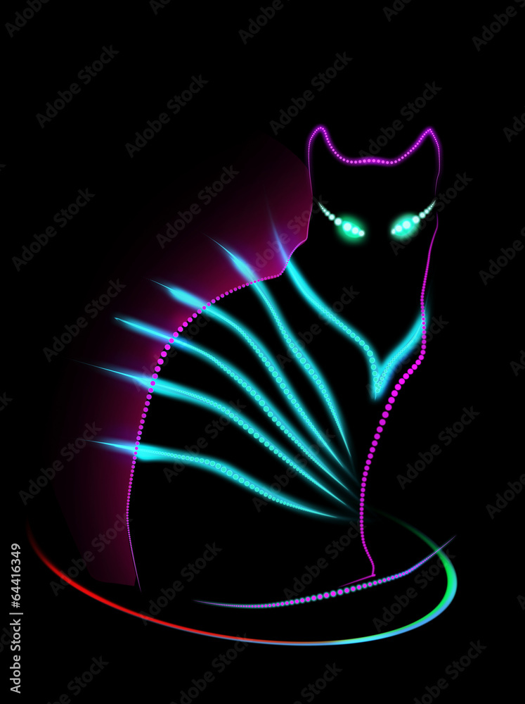 Neon Cat Stock Illustration | Adobe Stock