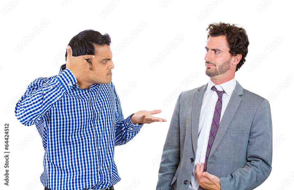 Are you crazy? Two angry men arguing with each other Stock Photo | Adobe Stock