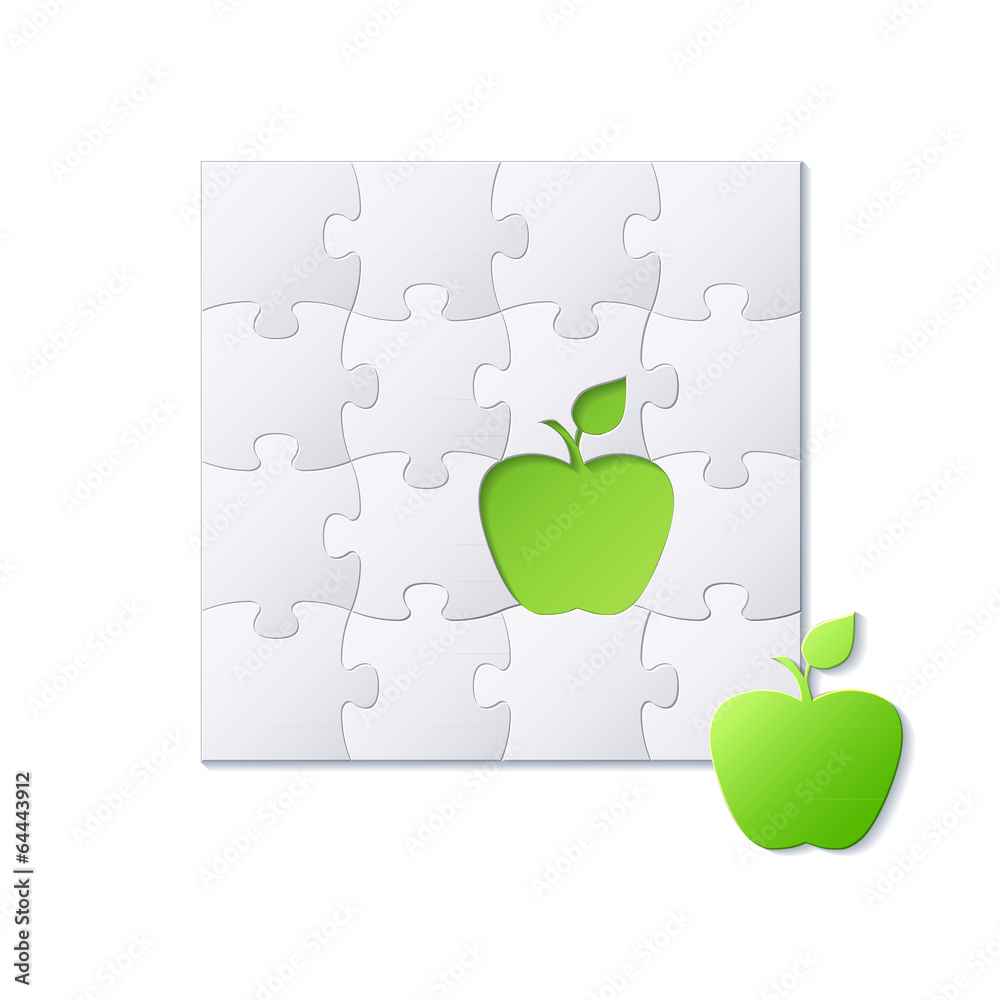 Puzzles and green apple concept vector Stock Vector | Adobe Stock