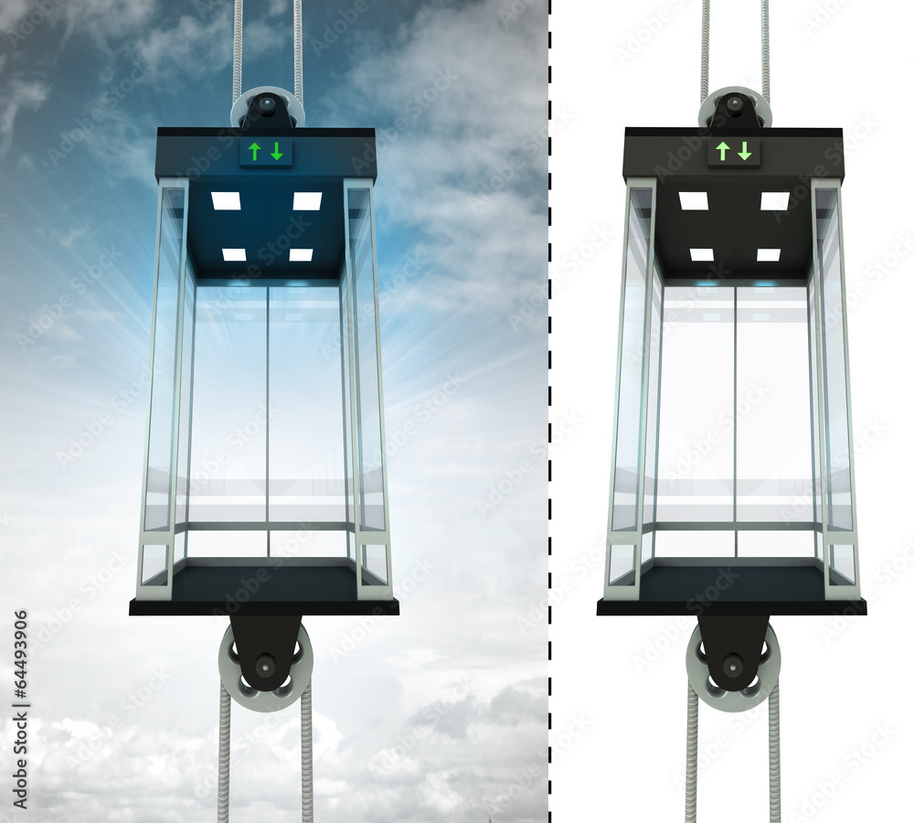 empty sky elevator concept with isolated elevator Stock Illustration ...