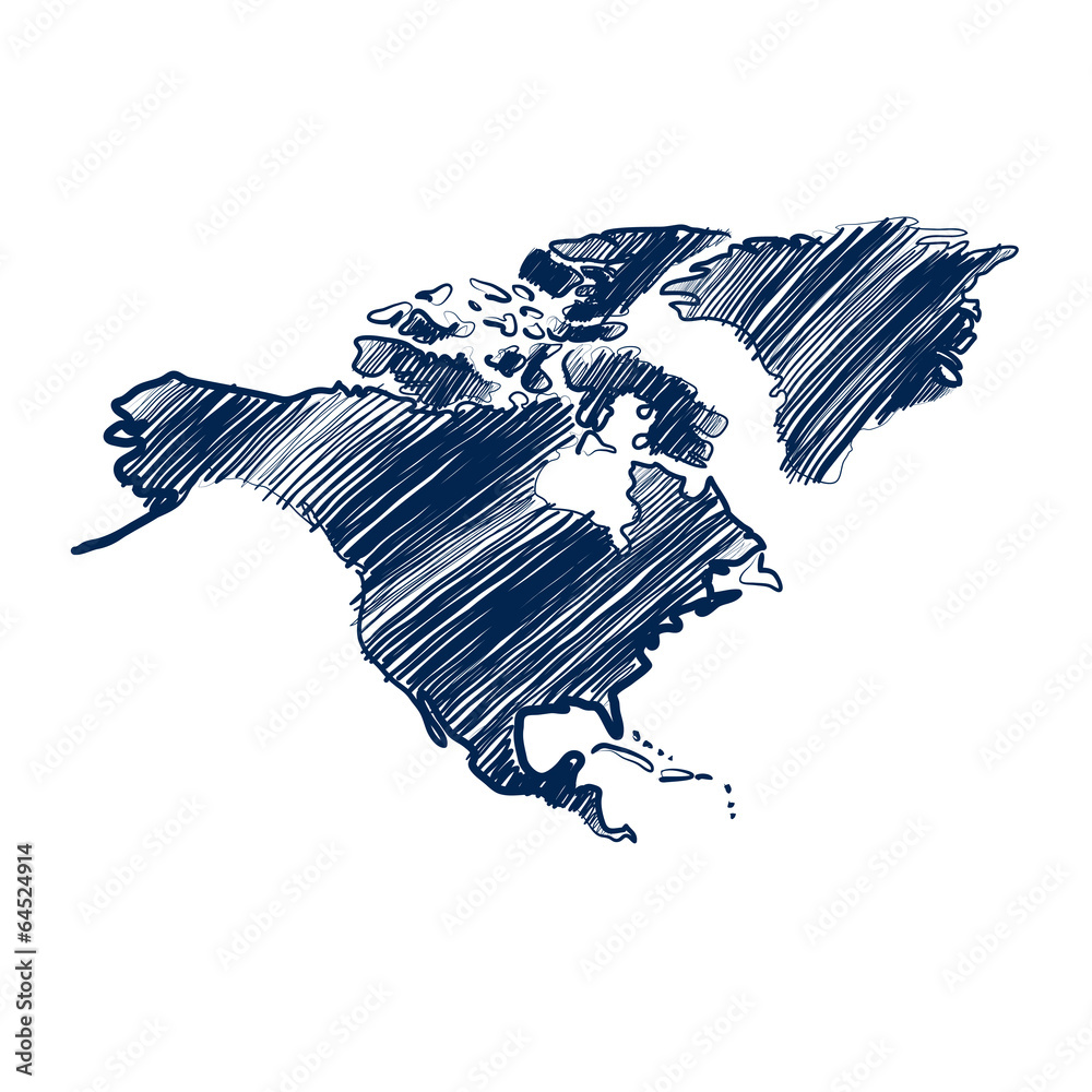 north america map hand drawn background vector Stock Vector | Adobe Stock
