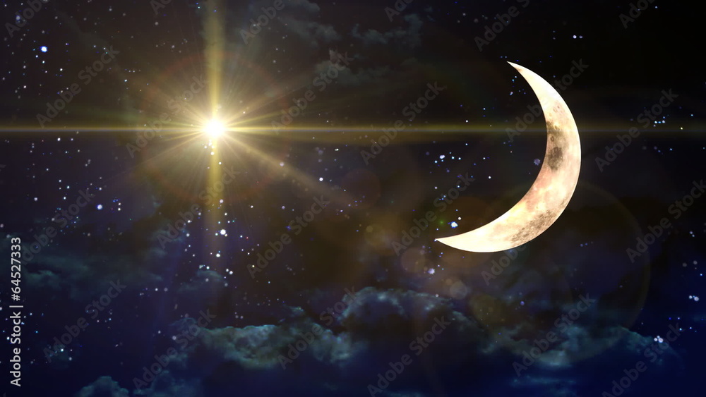 beautiful lens flare effect in moon night background Stock Video ...