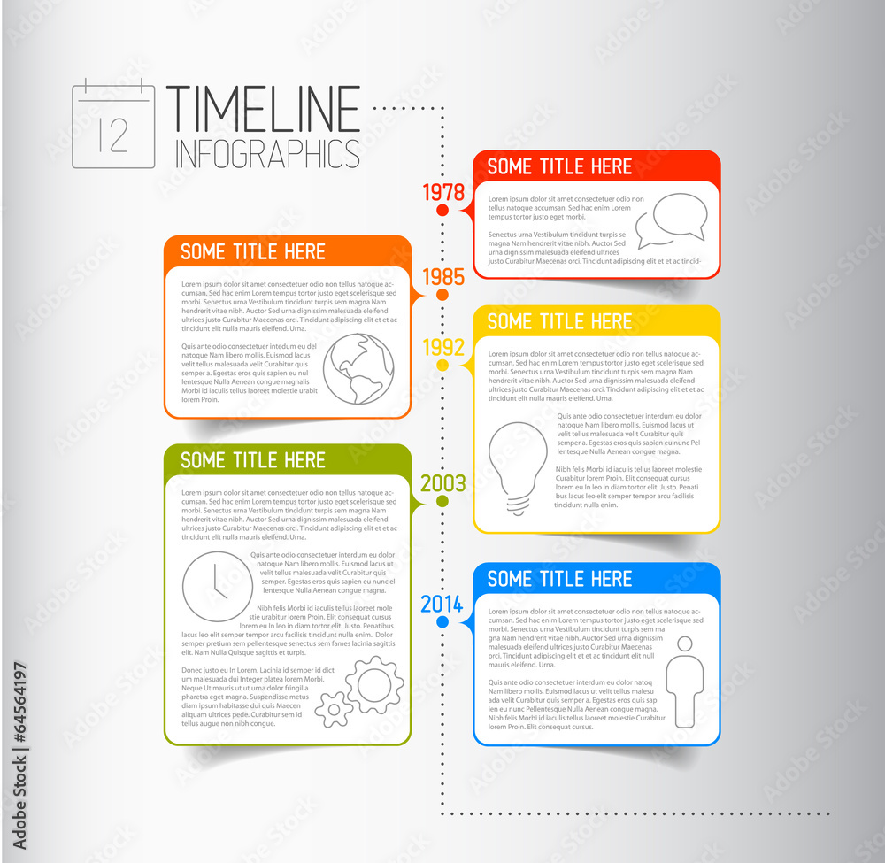 Infographic timeline report template with descriptive bubbles Stock ...
