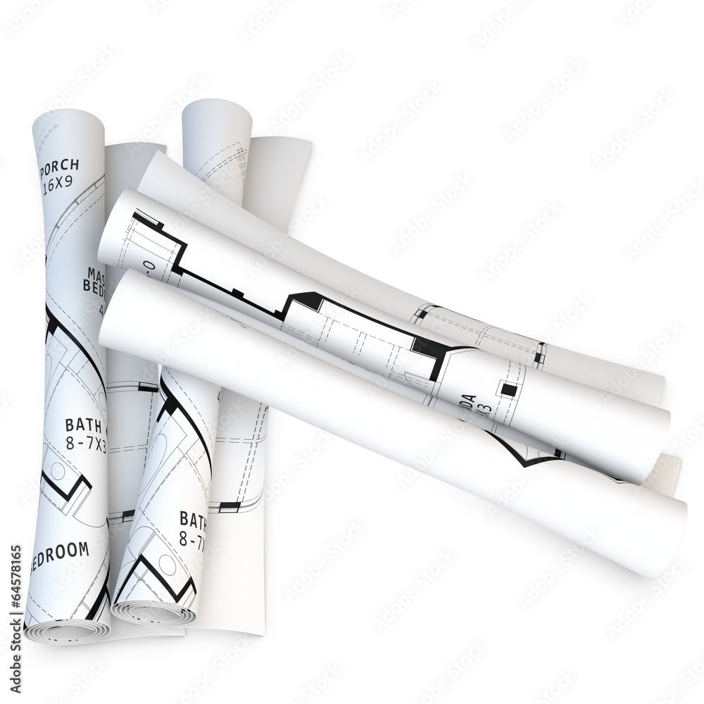 3d folded blueprint scrolls Stock Illustration | Adobe Stock