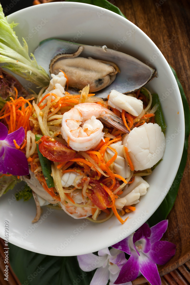 Thai Seafood Som Tum Salad Stock Photo | Adobe Stock