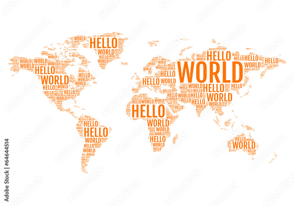 typographic hello world map, vector Stock Vector | Adobe Stock