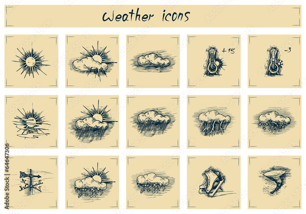 Vintage weather icons Stock Vector | Adobe Stock