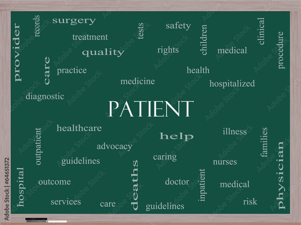 Patient Word Cloud Concept on a Blackboard Stock Illustration | Adobe Stock