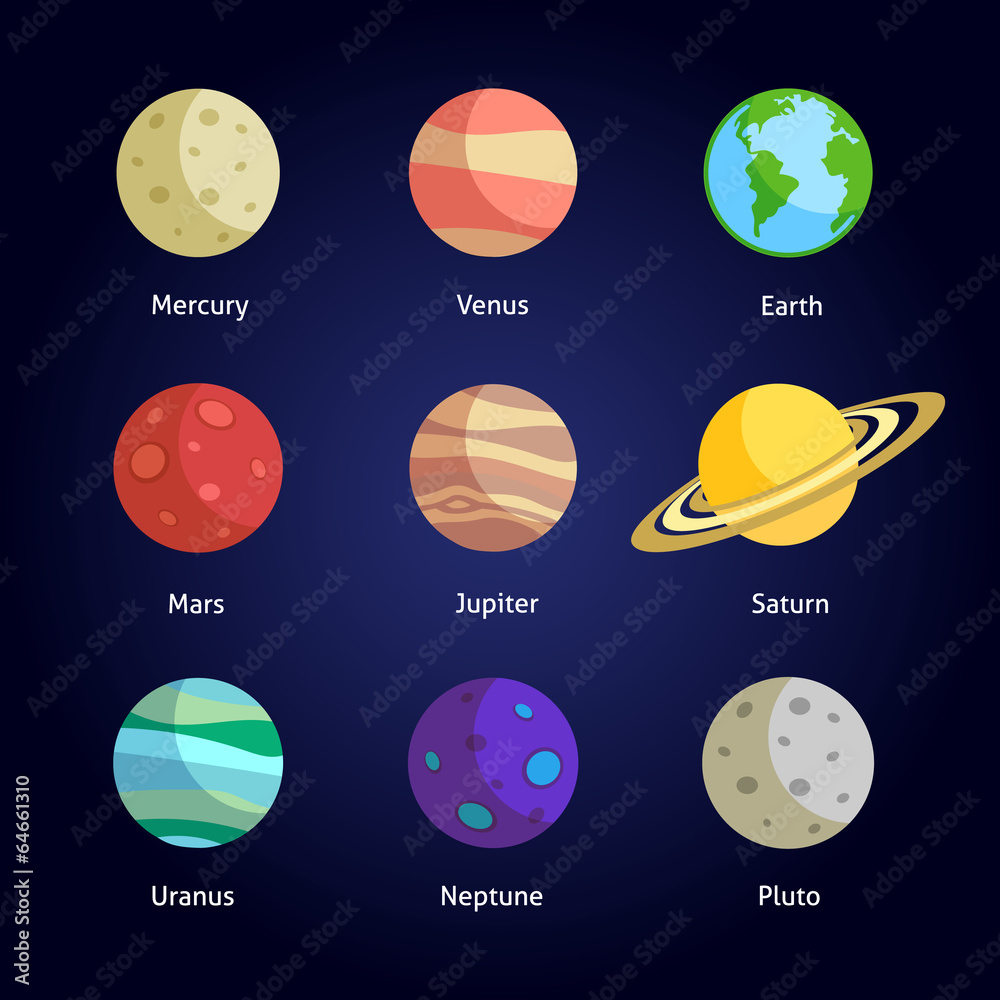 Planets decorative set Stock Vector | Adobe Stock