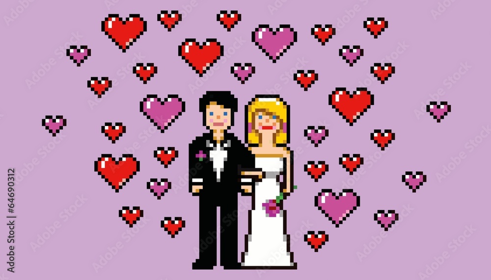 wedding card in pixel art game style vector Stock Vector | Adobe Stock