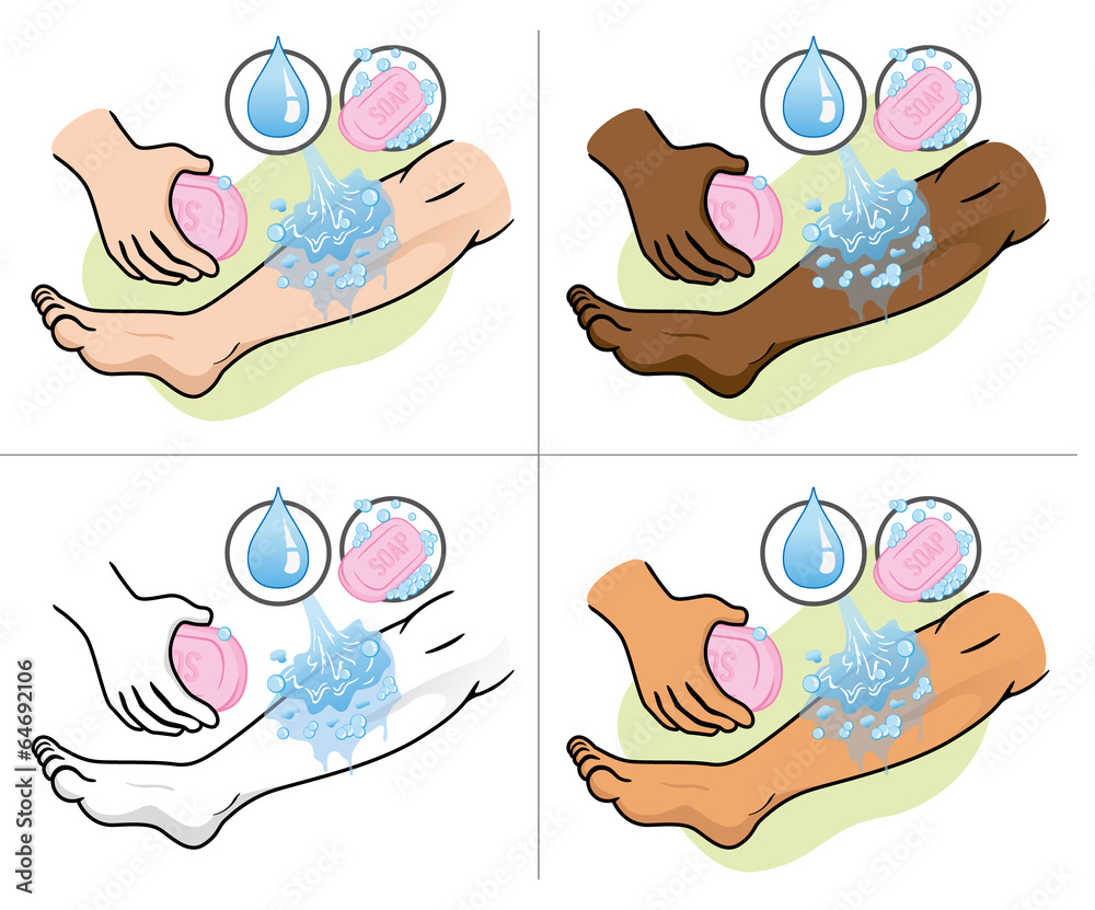 Aid First wash wound with soap and water Stock Vector | Adobe Stock