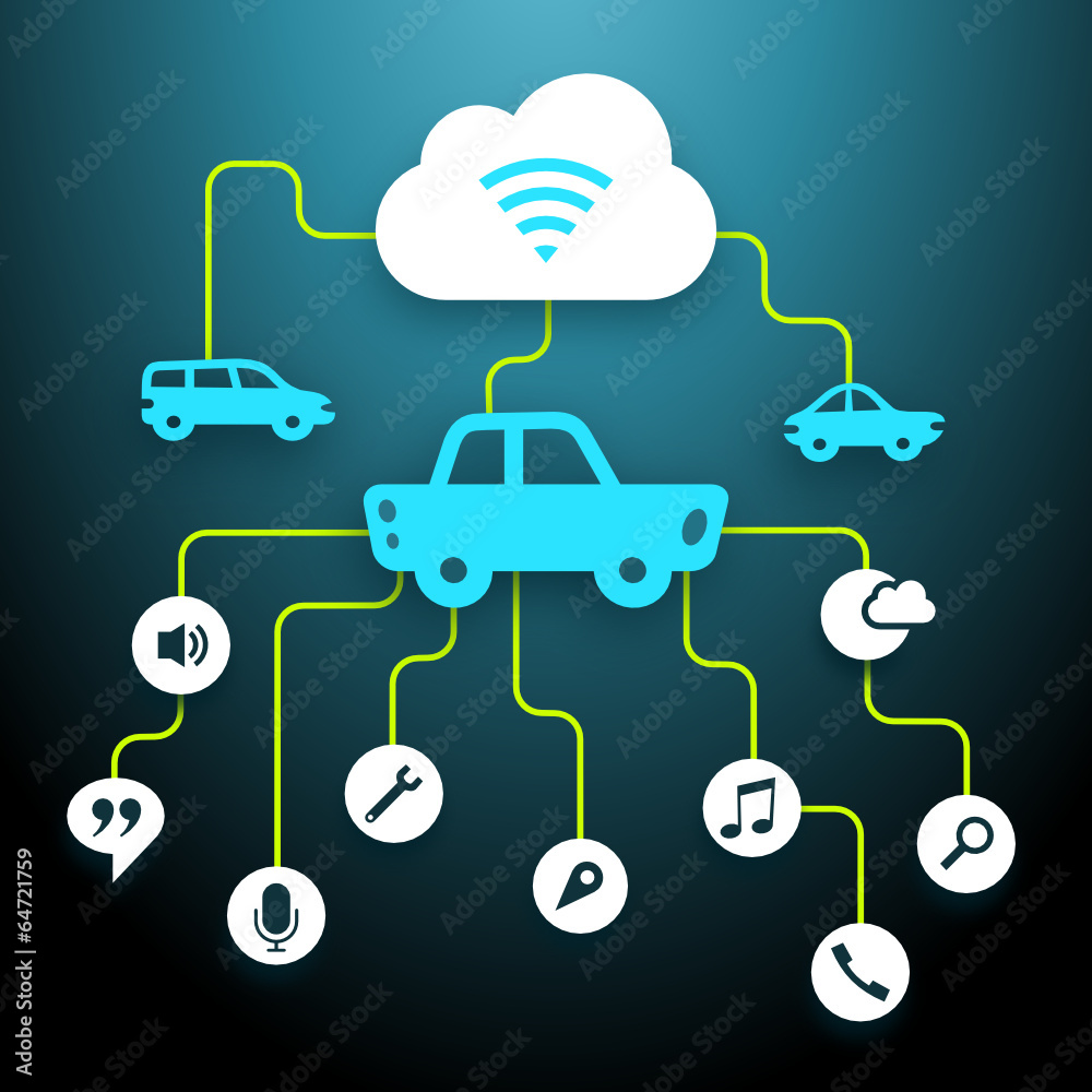Connected car - Voiture connectée - 002 Stock-Vektorgrafik | Adobe Stock