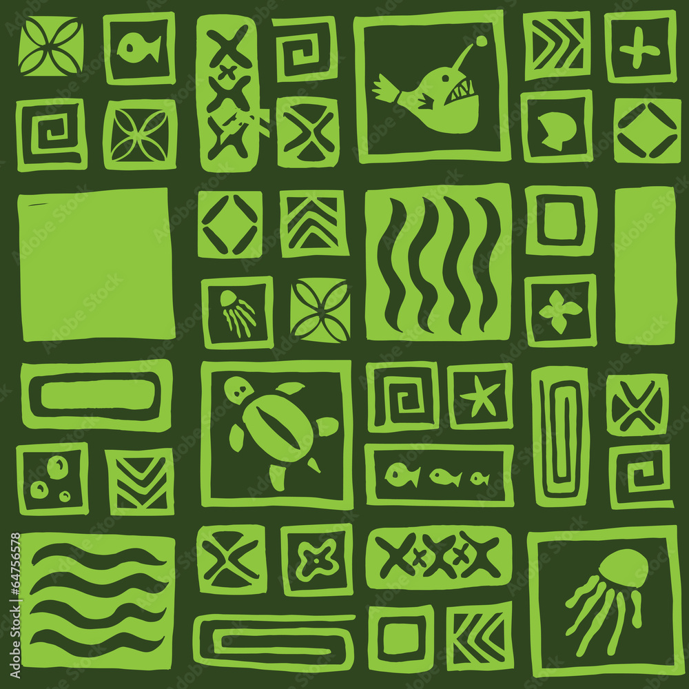 Seamless retro tiki pattern Stock Vector | Adobe Stock